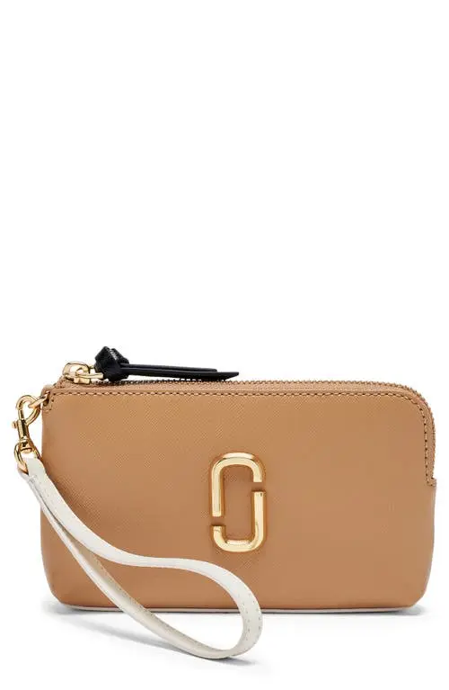 Marc Jacobs The Snapshot Wristlet Leather Clutch - Camel Multi