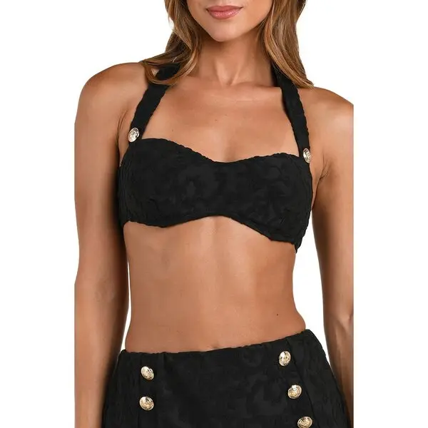 L'Agence Sally Ornate Terry Underwire Bikini Top - Black