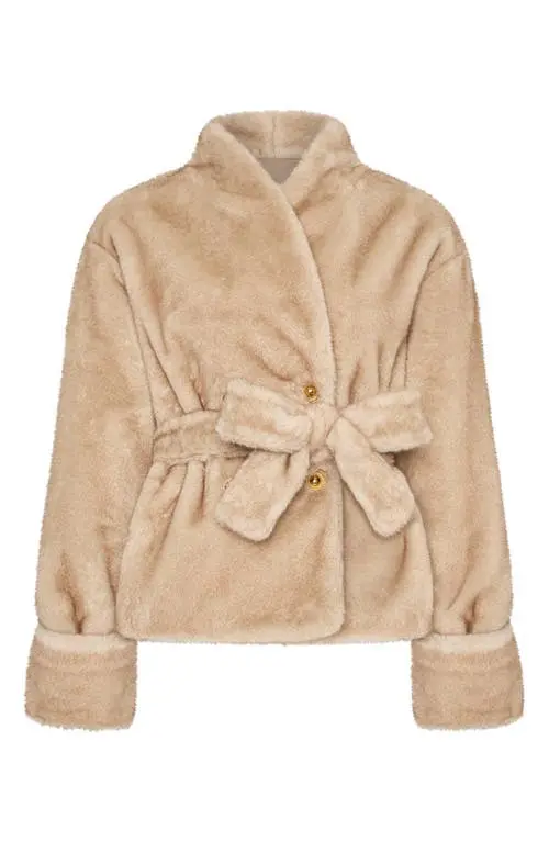 MILLY Belted Faux Fur Jacket