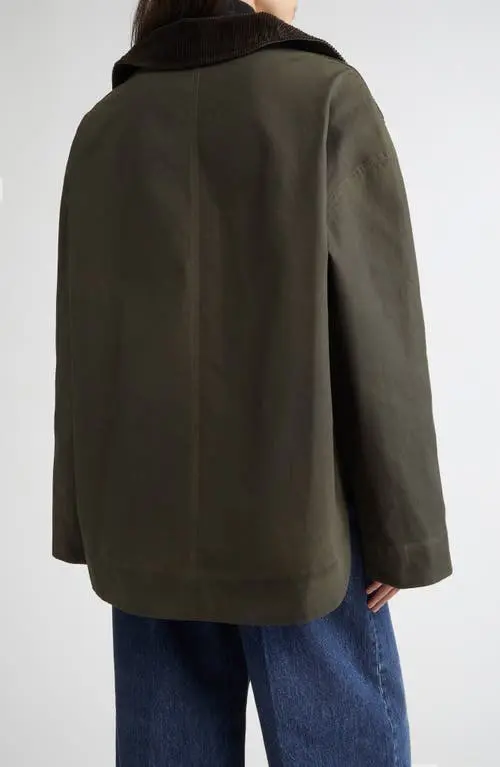 TOTEME Country Waxed Cotton Funnel Neck Jacket - Forest