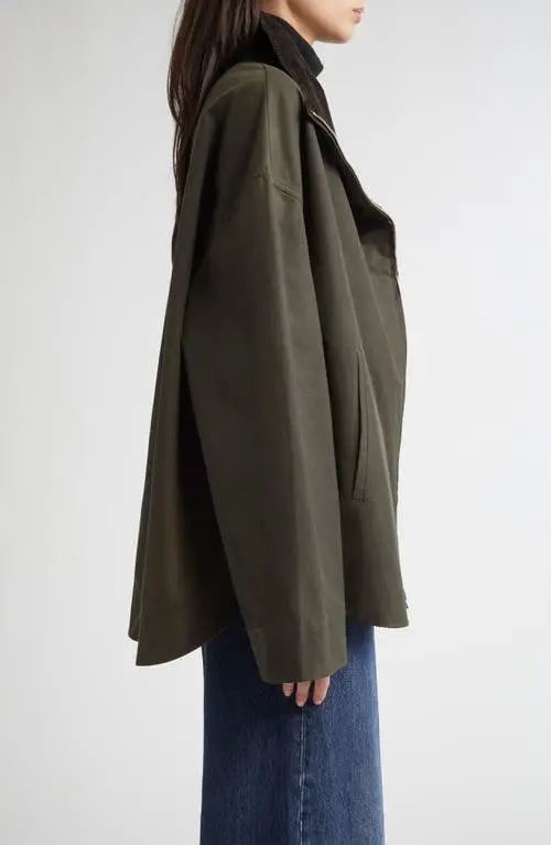 TOTEME Country Waxed Cotton Funnel Neck Jacket - Forest