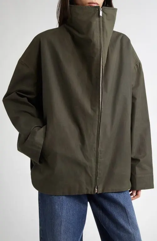 TOTEME Country Waxed Cotton Funnel Neck Jacket - Forest