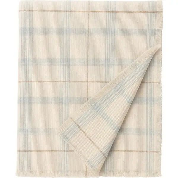 LORENA CANALS Tartan Throw Blanket - Blue Sage Natural