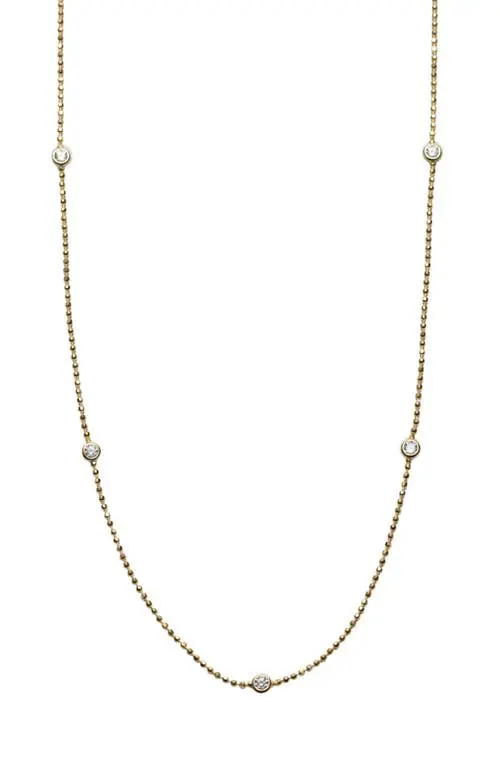 Argento Vivo Cubic Zirconia Station Ball Chain Necklace - Gold