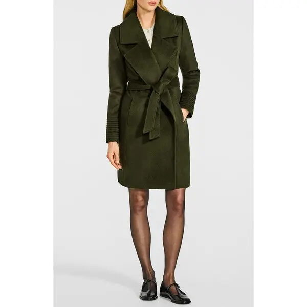 Sentaler Alpaca & Wool Notch Lapel Wrap Coat - Olive