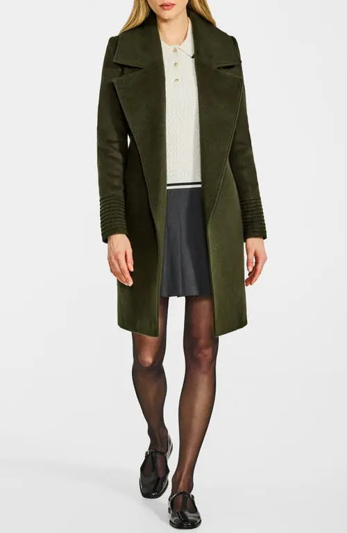 Sentaler Alpaca & Wool Notch Lapel Wrap Coat - Olive