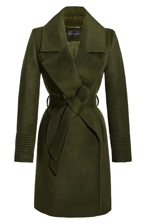 Sentaler Alpaca & Wool Notch Lapel Wrap Coat - Olive