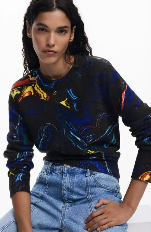 Desigual Paint Swirl Printed Sweater