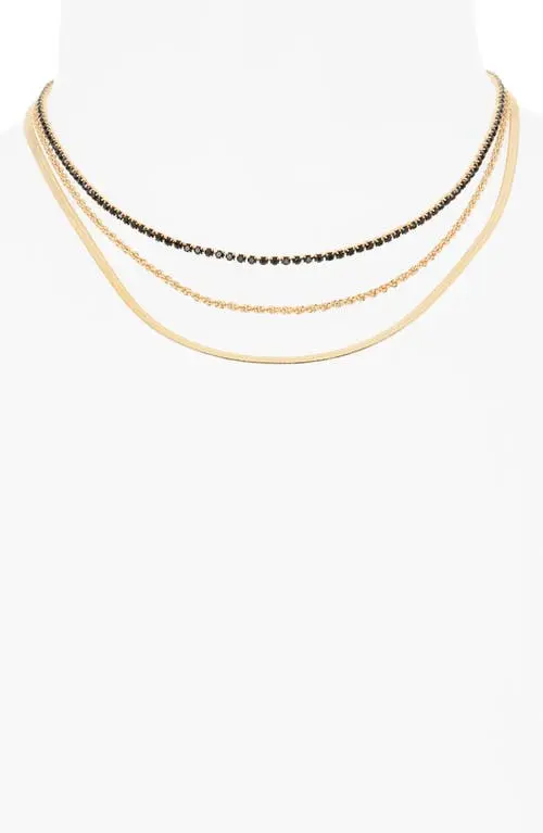 Ettika Delicate Sparkle Layered Chain Necklace - Black