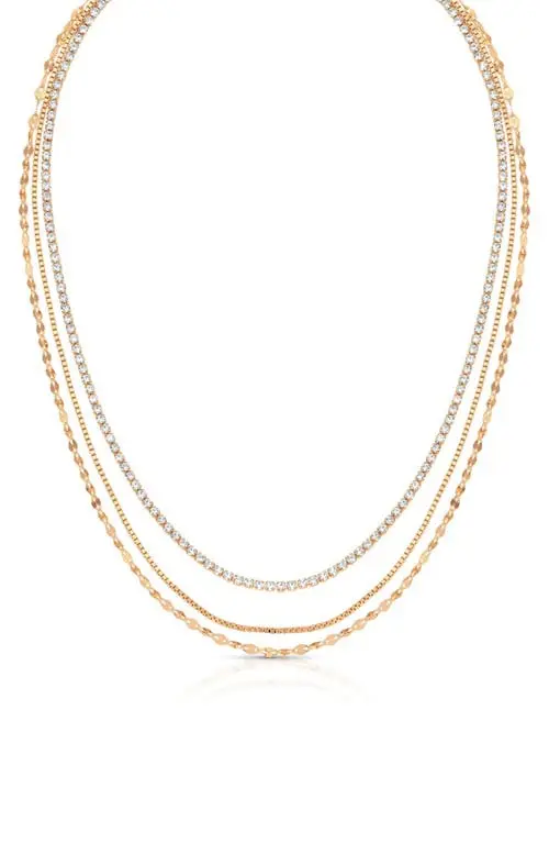 Ettika Delicate Sparkle Layered Chain Necklace - Gold