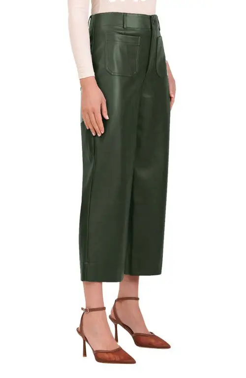 Bagatelle Patch Pocket Faux Leather Wide Leg Pants - Forest Green