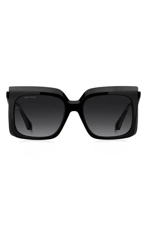Etro 57mm Square Sunglasses - Black/dark Grey Sf