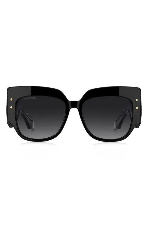 Etro Blossom 54mm Square Sunglasses - Black/dark Grey Sf
