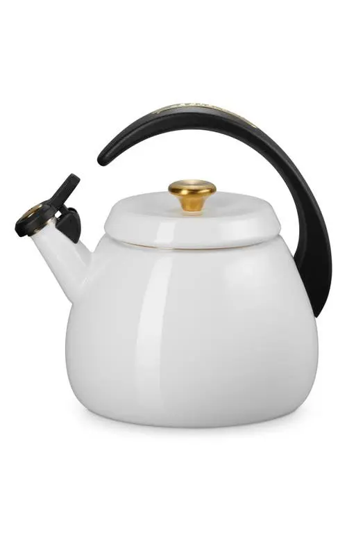 LE CREUSET 2.2-quart Enameled Stainless Steel Whistling Cloche Kettle - White