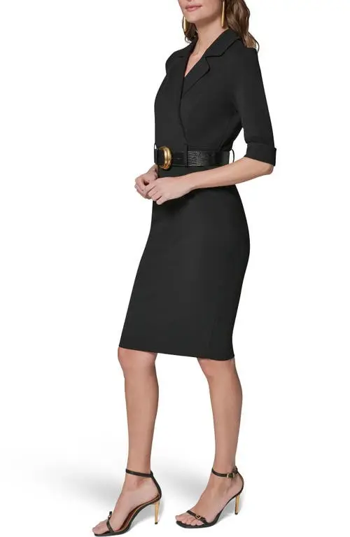 Donna Karan New York Belted Sheath Dress - Black