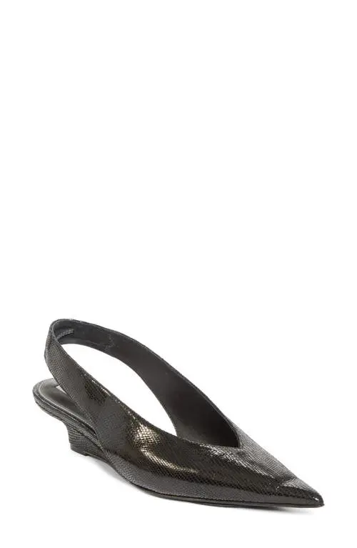 TOTEME Snakeskin Embossed Wedge Slingback Pumps - Black