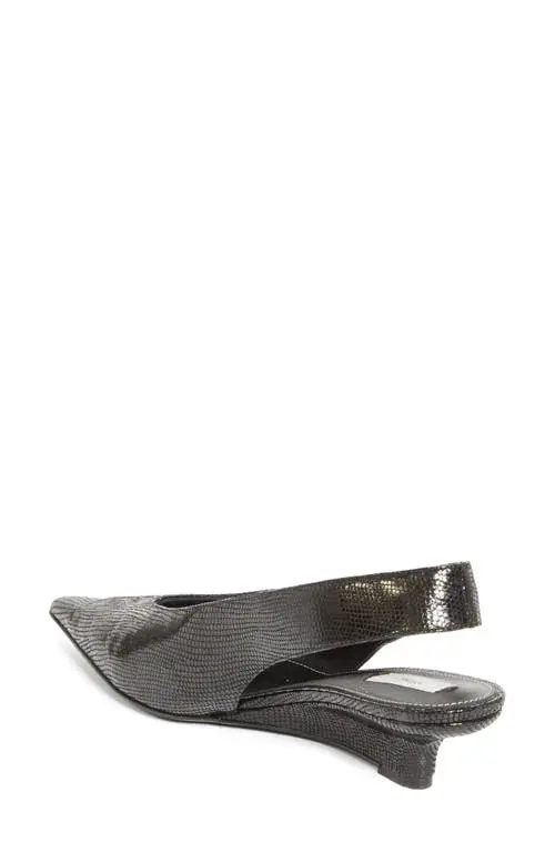 TOTEME Snakeskin Embossed Wedge Slingback Pumps - Black