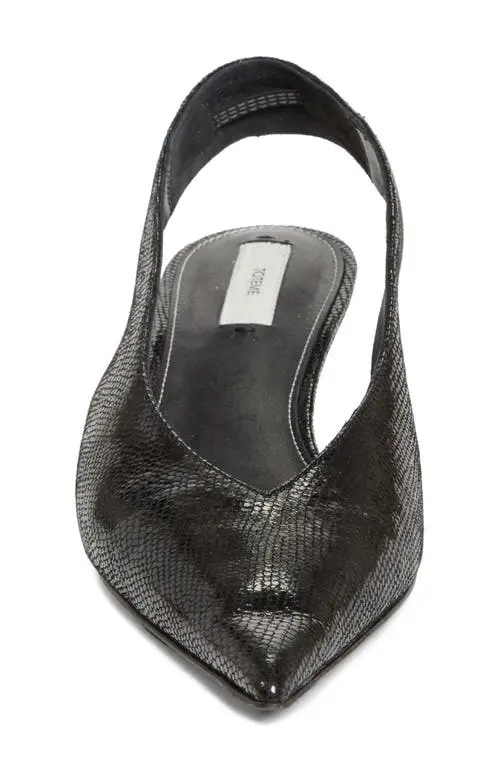 TOTEME Snakeskin Embossed Wedge Slingback Pumps - Black