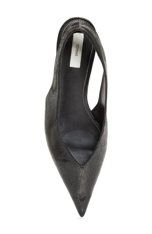 TOTEME Snakeskin Embossed Wedge Slingback Pumps - Black