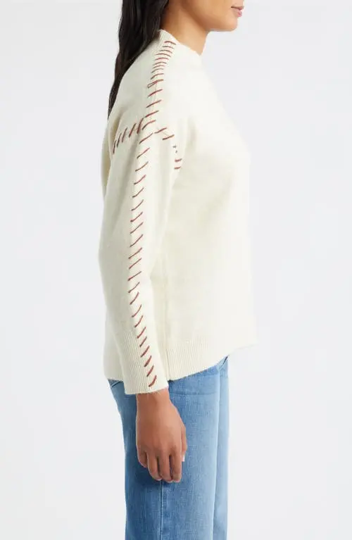 CITY BLUES Lutetia Relaxed Whipstitch Sweater - Bone White