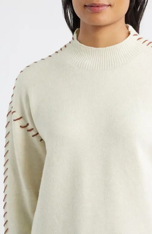 CITY BLUES Lutetia Relaxed Whipstitch Sweater - Bone White