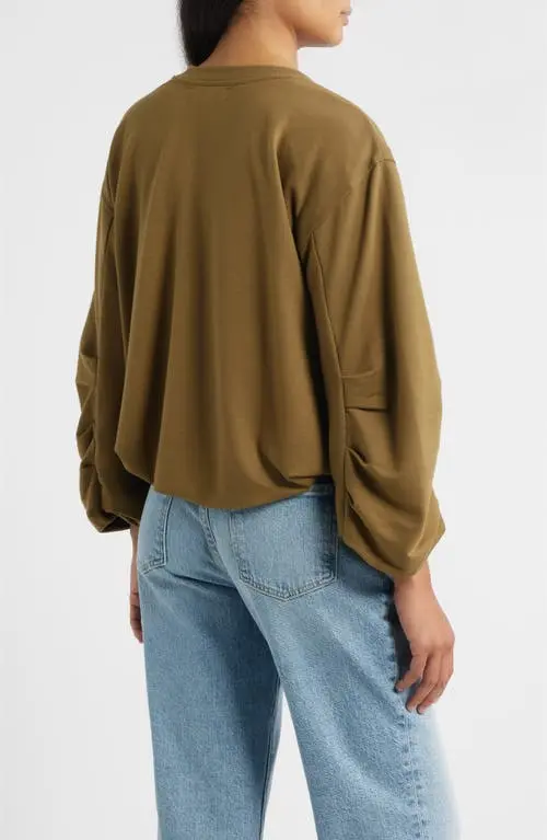 CITY BLUES Pleated Sweatshirt - Olive