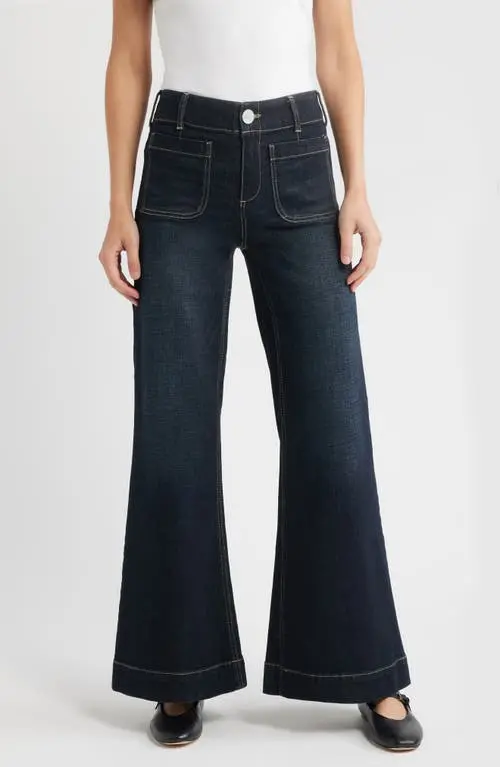 CITY BLUES Soho Patch Pocket Wide-leg Jeans - Dark Whisker Wash