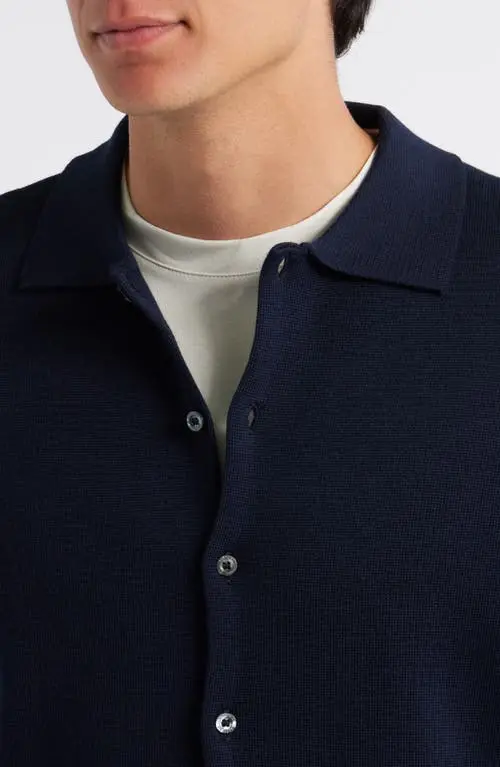 AURELIEN Slim Fit Cashwool® Knit Button-up Shirt