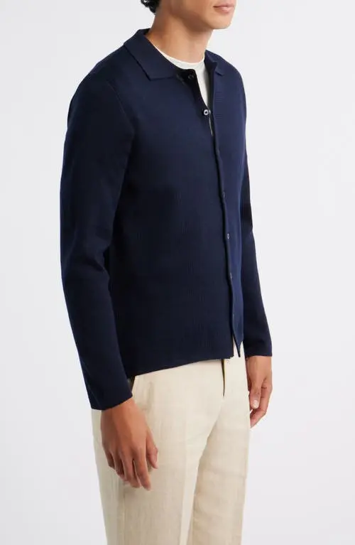 AURELIEN Slim Fit Cashwool® Knit Button-up Shirt