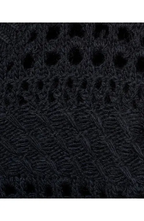 Mango Openwork Cable Knit Sweater - Dark Navy