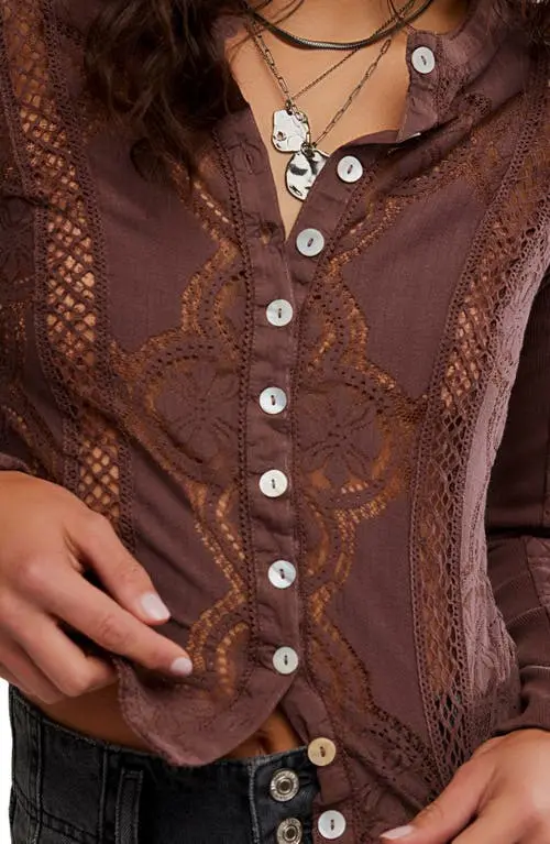 Free People Jae Button-up Top - Chicory Coffee