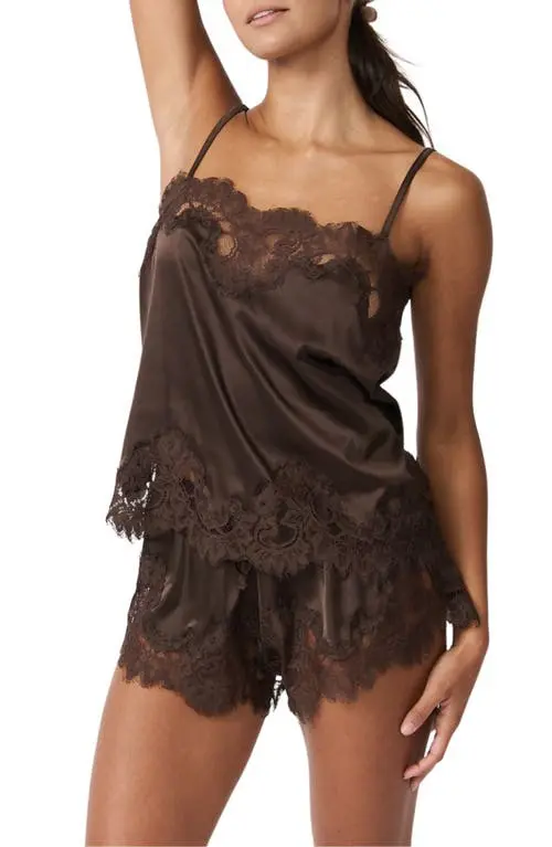 KAT THE LABEL Lace Trim Satin Camisole