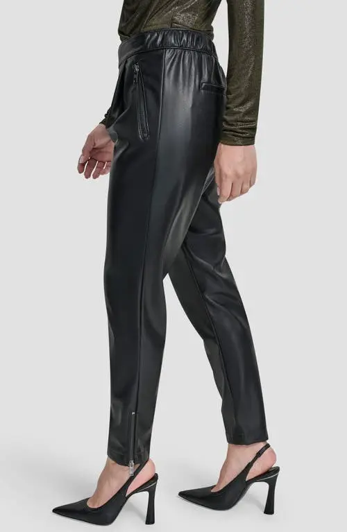 Dkny Faux Leather Tapered Zip Hem Pants
