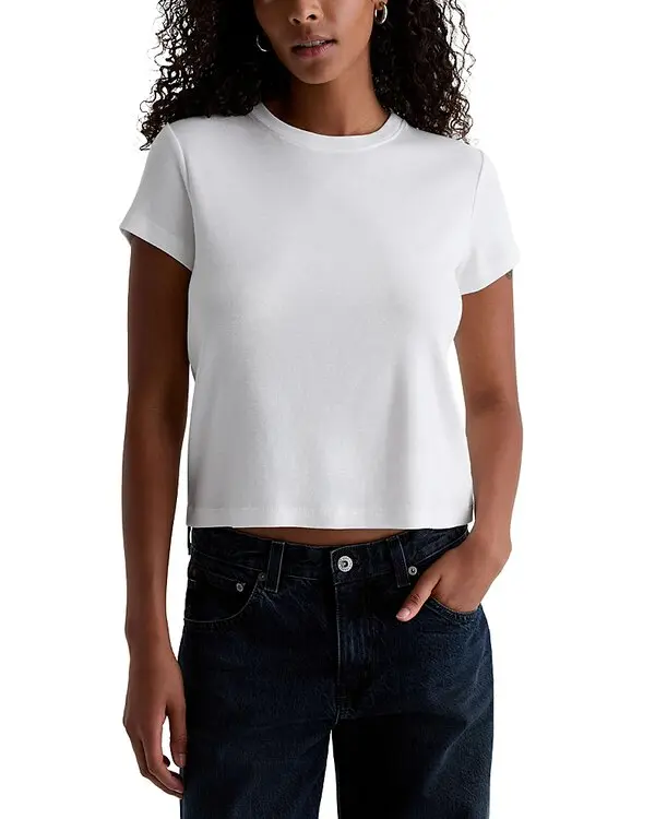 Ag Sadie Crew Cropped Tee - Powder