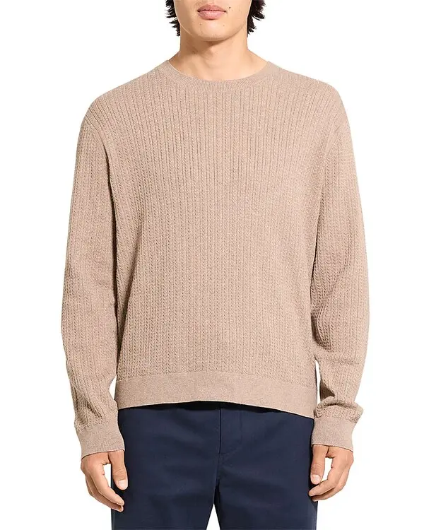 Theory Riland Cable Knit Sweater - Feather Melange