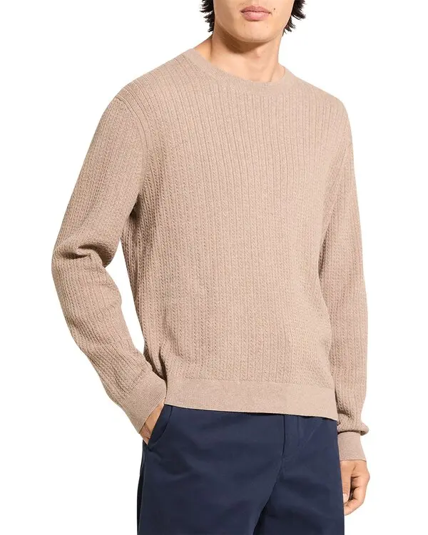 Theory Riland Cable Knit Sweater - Feather Melange