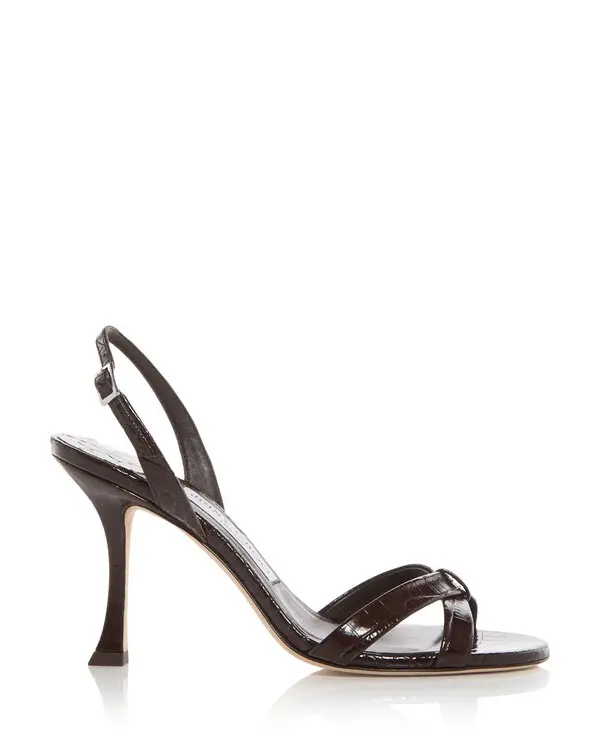 JIMMY CHOO Elsy 90 Croc Embossed Slingback Sandals
