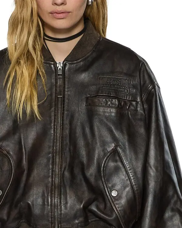 Ksubi Leather Bomber Jacket