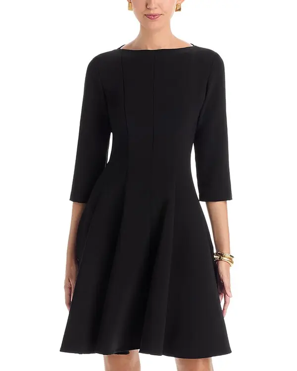 Caroline Rose Boat Neck Dress - Black