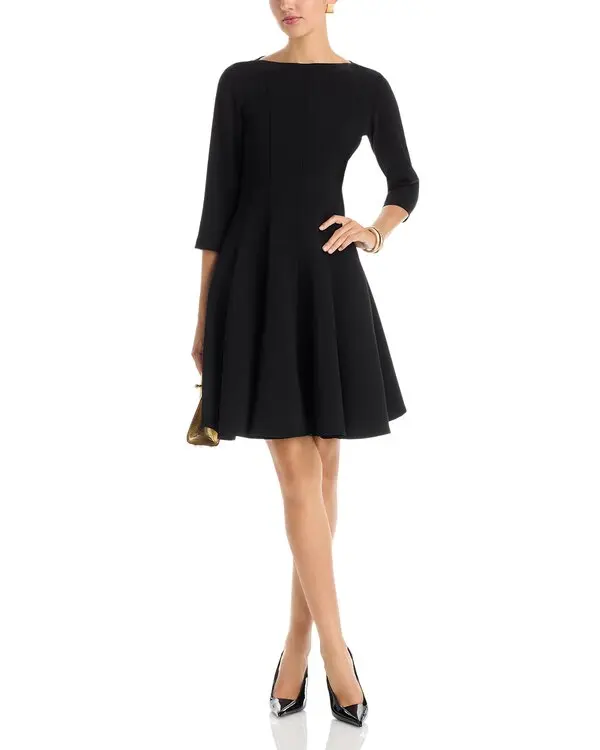 Caroline Rose Boat Neck Dress - Black
