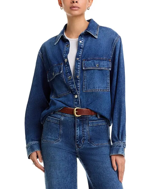 FRAME The Long Sleeve Hi Low Denim Shirt - Wander