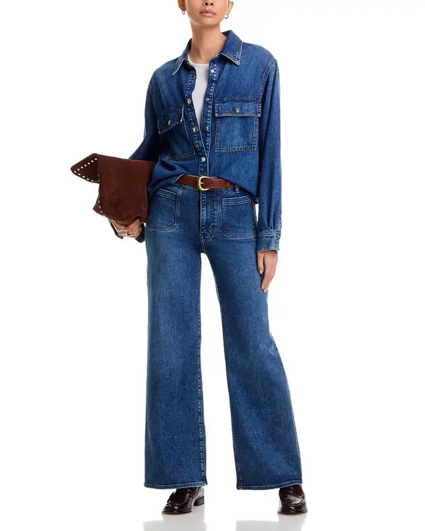 FRAME The Long Sleeve Hi Low Denim Shirt - Wander