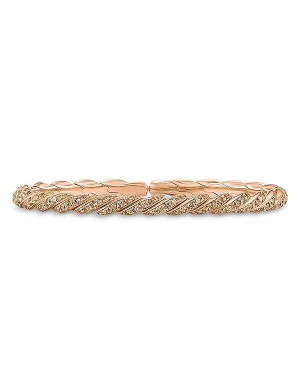 David Yurman 18k Sculpted Cable Flex Bracelet With Cognac Diamonds - Rose Gold