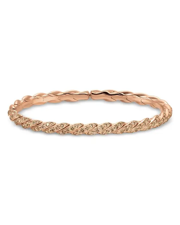 David Yurman 18k Sculpted Cable Flex Bracelet With Cognac Diamonds - Rose Gold