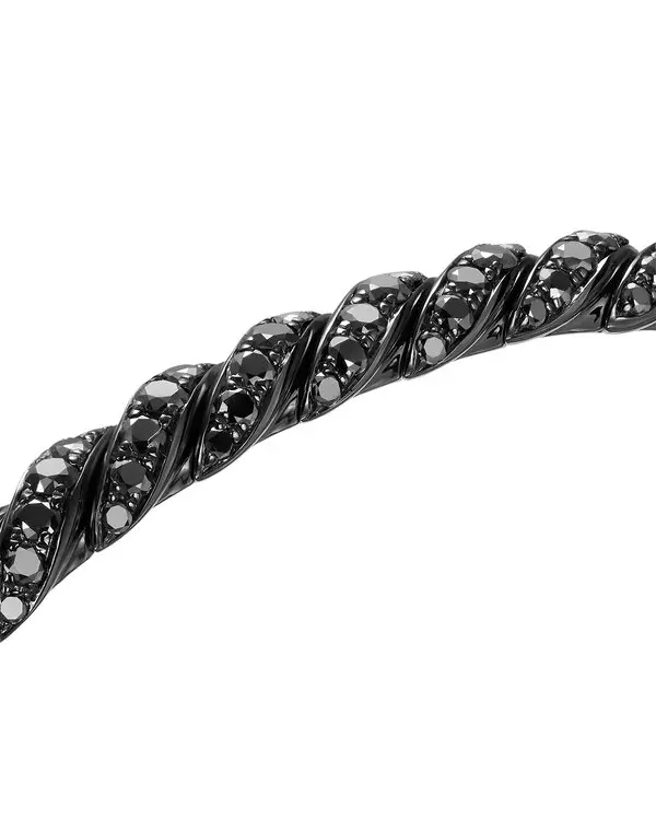 David Yurman Sculpted Cable Flex Bracelet In 18k White Gold With Rhodium And Diamonds - Black
