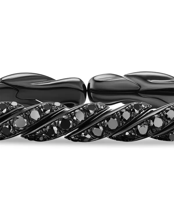 David Yurman Sculpted Cable Flex Bracelet In 18k White Gold With Rhodium And Diamonds - Black