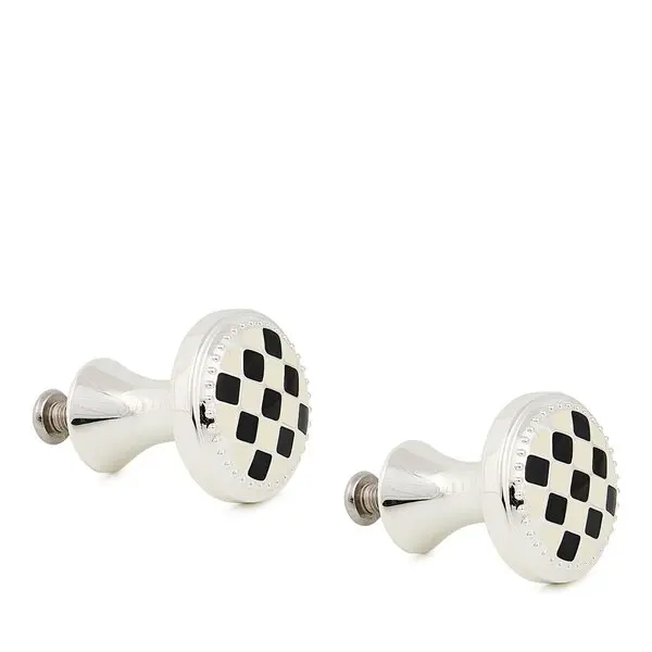 MACKENZIE-CHILDS Check Silver Plated Knobs, Set Of 2