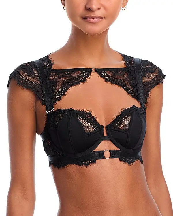 THISTLE AND SPIRE Daphne Lace Balconette Bra - Black