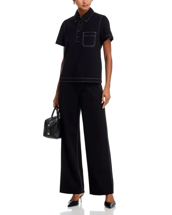 Rag & Bone Irina Contrast Stitch Polo Top