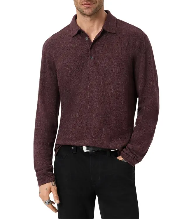 John Varvatos Jalen Jacquard Long Sleeve Polo Shirt